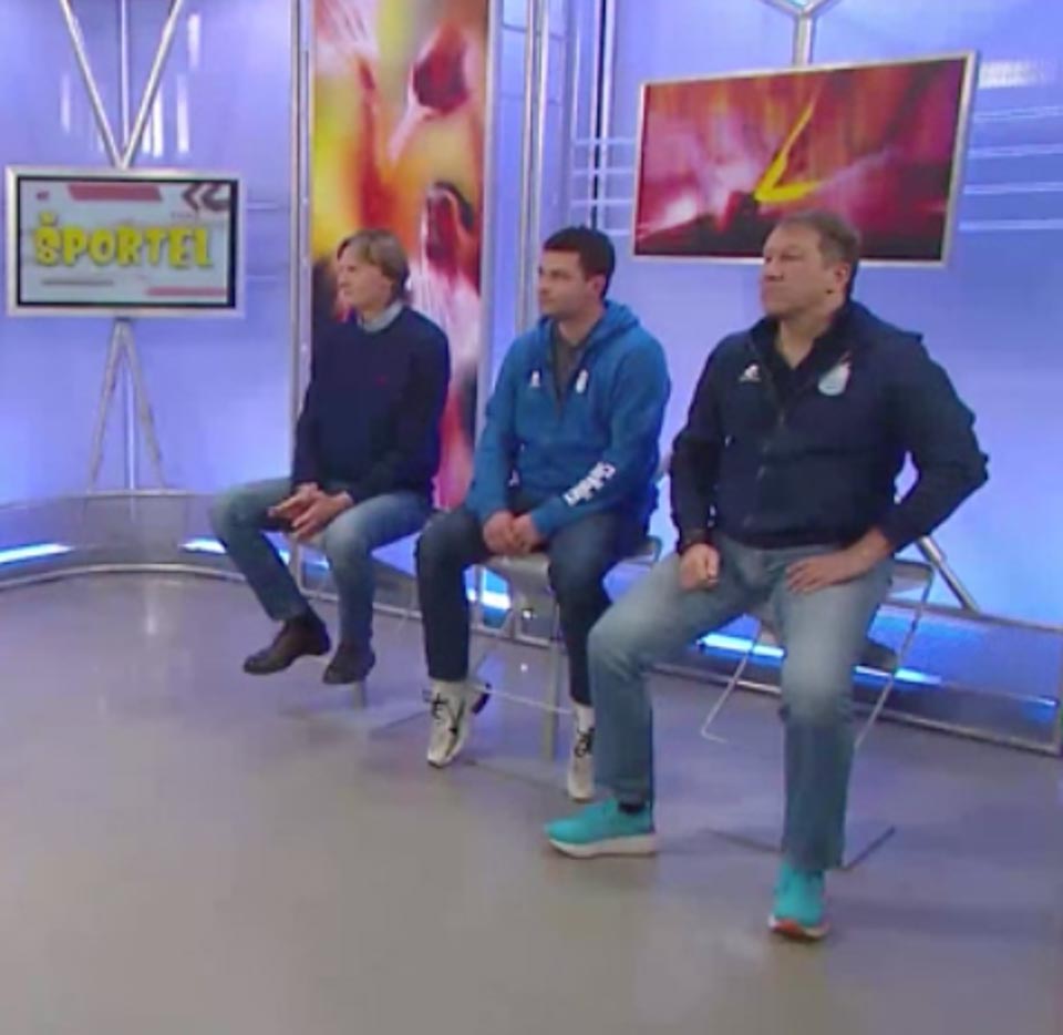 Športel; gostje trije odbojkarski trenerji: Lucio Battisti, Ambrož ...